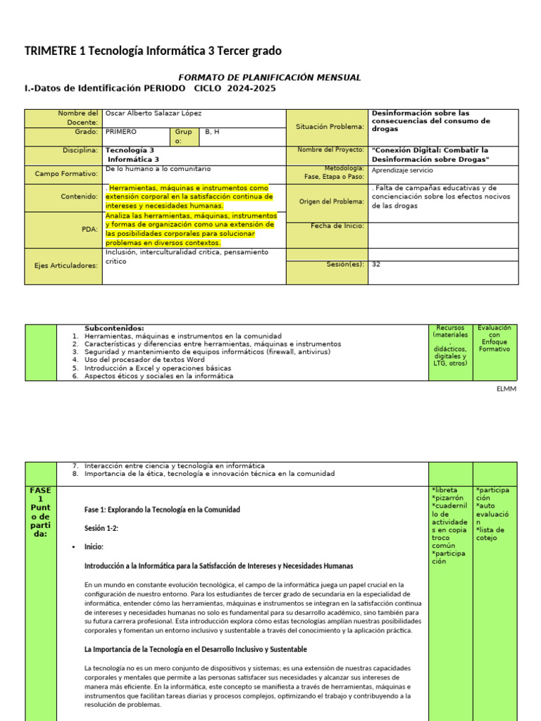 Planecion 2024 2025 De Informatica 3 Trimetre 1 Pdf