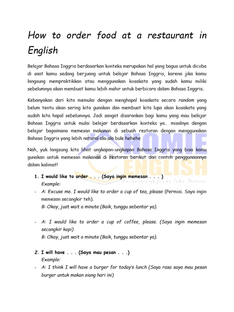 HOW-TO-ORDER-IN-RESTAURANT | PDF