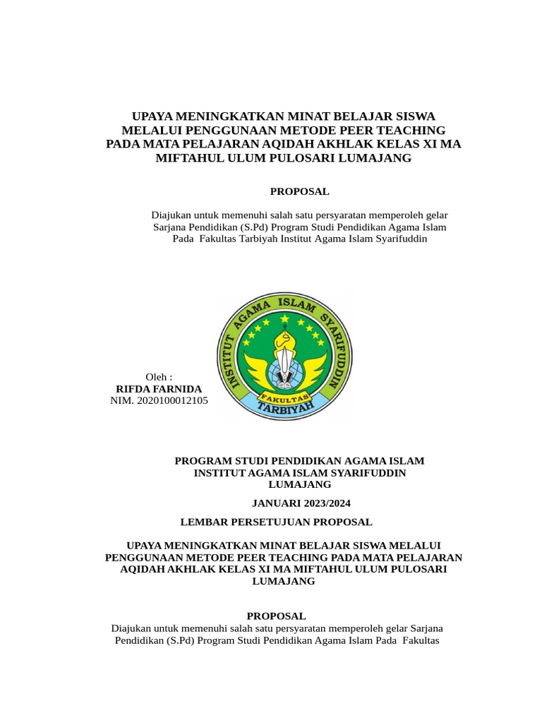 COVER PROPOSAL SKRIPSI | PDF