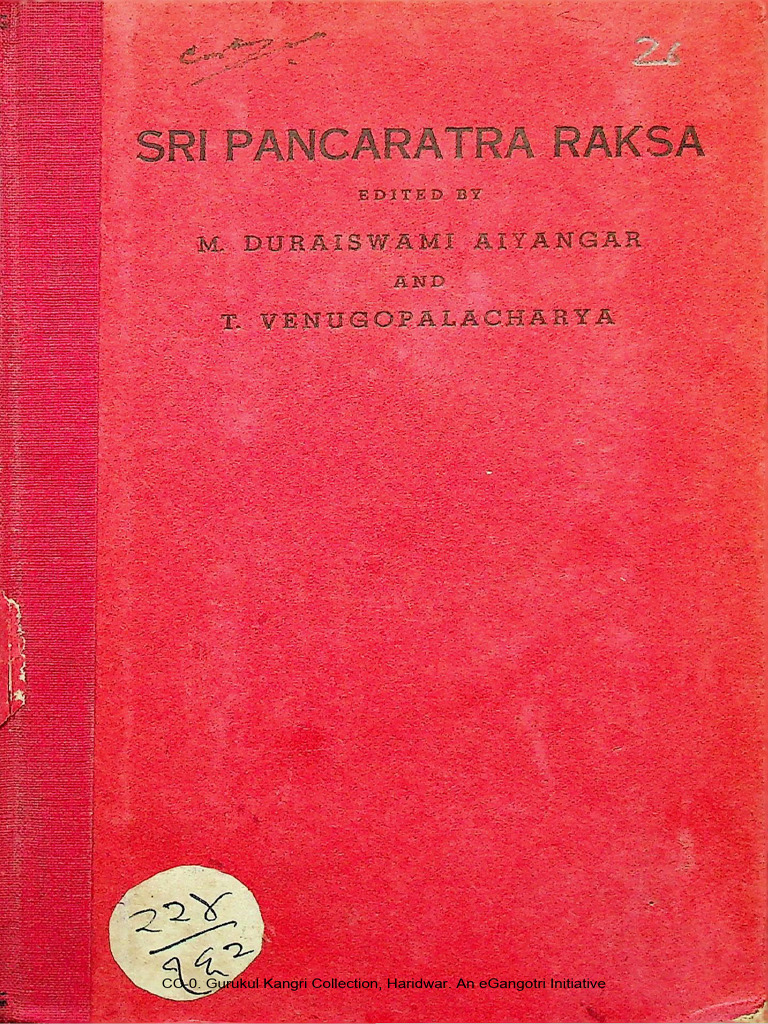 Aiyangar, M. Duraiswami & Venugopalacharya, T. (Eds.) (1942) - Sri Pancharatra Raksha of Sri ...