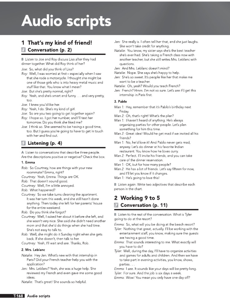 Interchange 3 - 5th Edition - Teacher's Edition - Audio Scripts | PDF