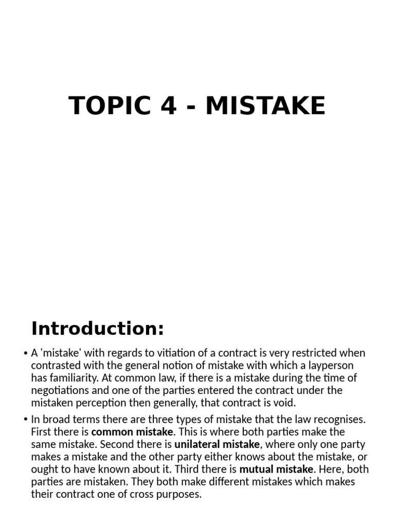 Topic 4 - Mistake | PDF