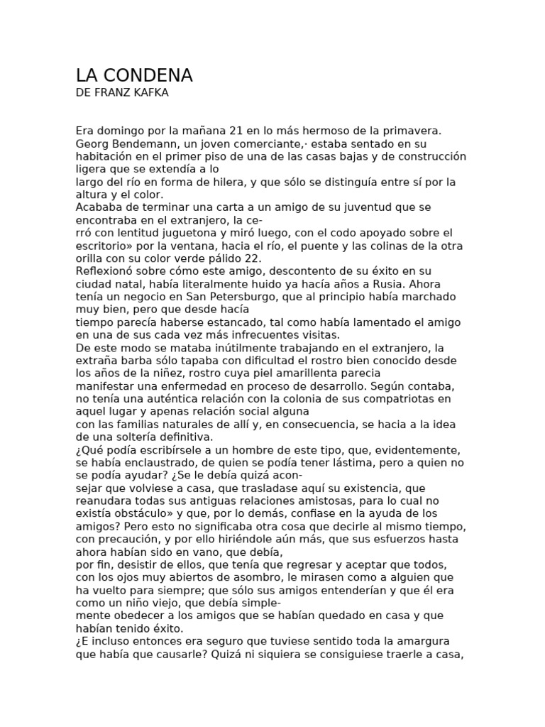 Franz Kafka - La Condena | PDF