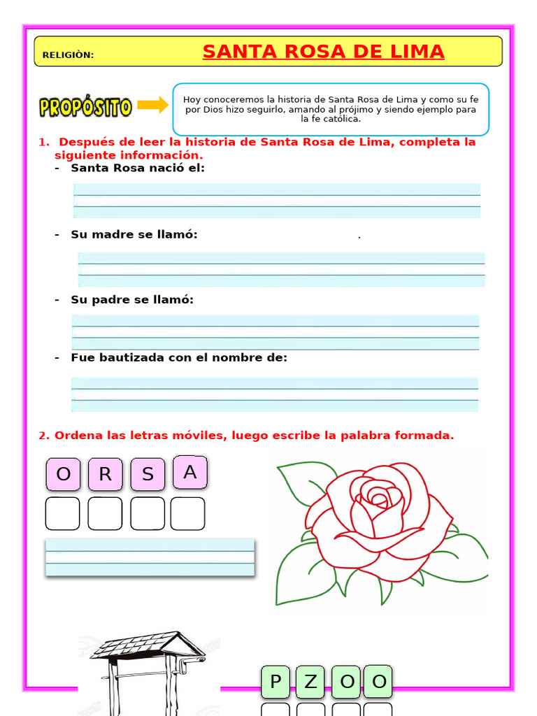 U5 S4 FICHA D2 RELIGION SANTA ROSA DE LIMA | PDF U5 S4 FICHA D2 RELIGION SANTA ROSA DE LIMA | PDF