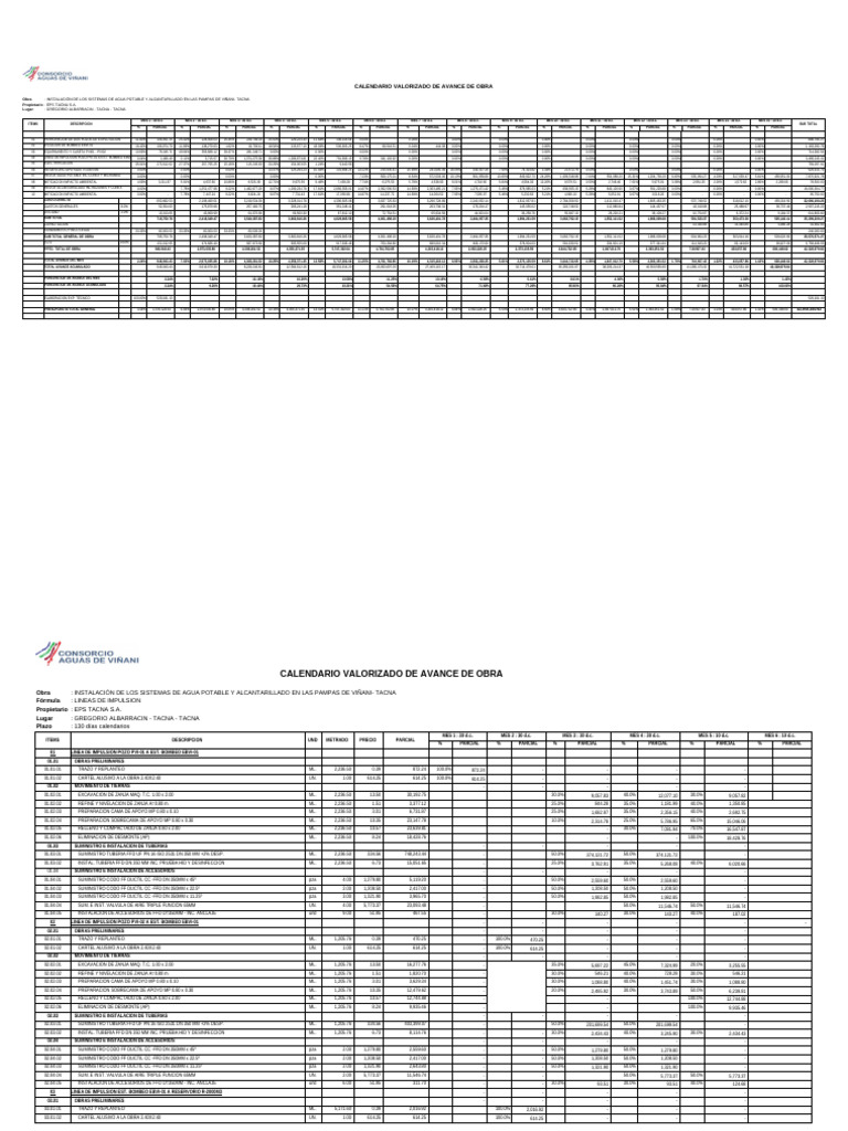 Calendario Avance Obra JB | PDF
