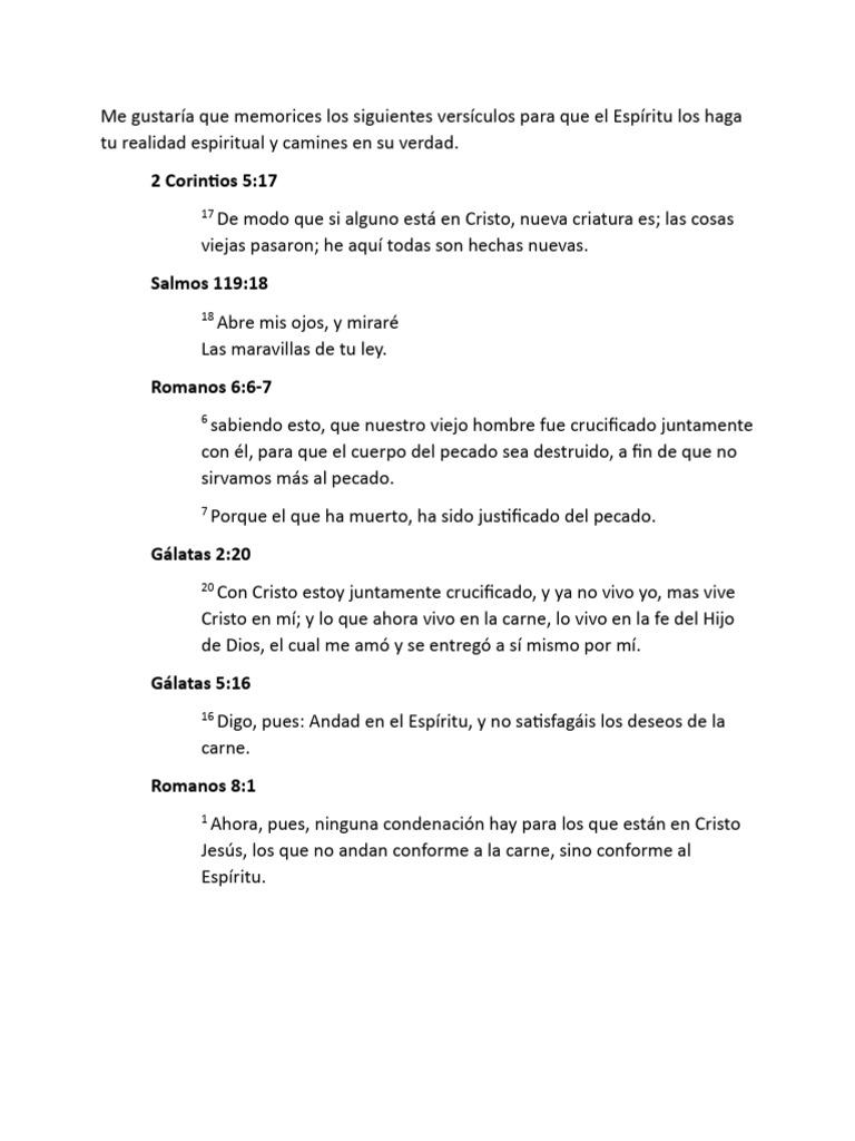 Memory Verses and Why - Spanish | PDF