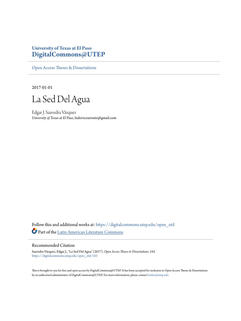 La Sed Del Agua | PDF