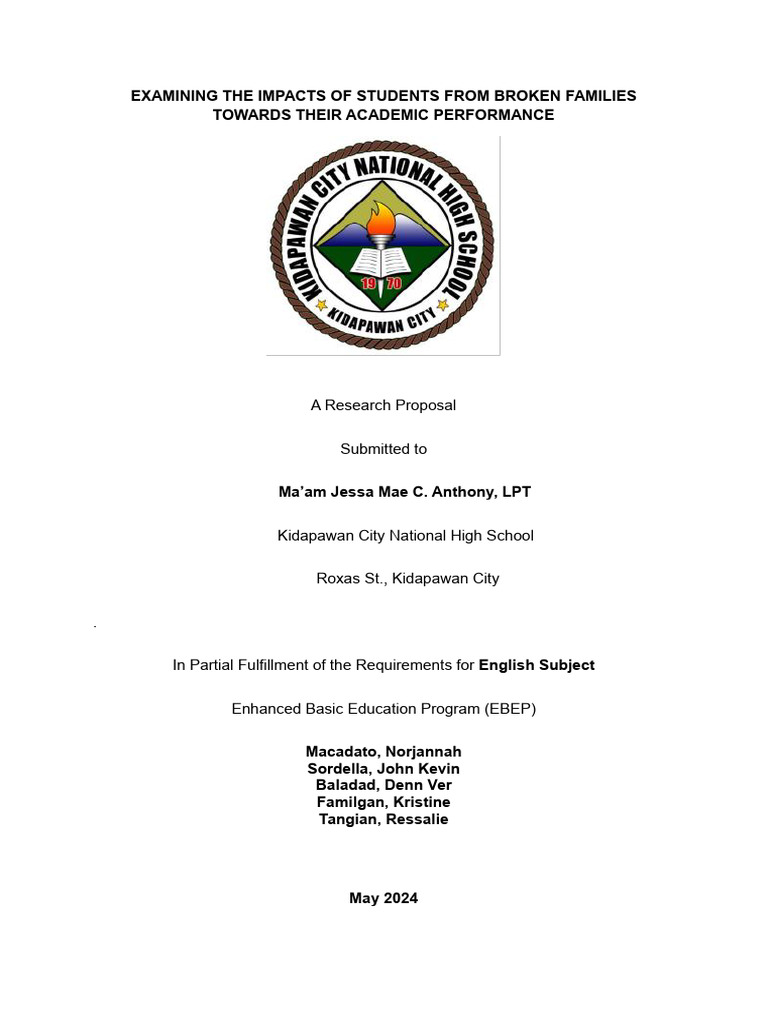 Impact of Broken Families on Student Performance | PDF | Family ...