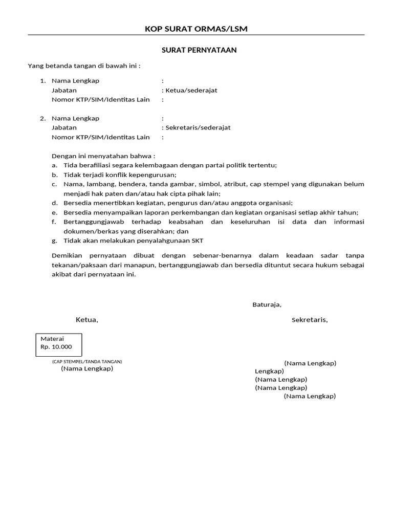 Kop Surat Ormas | PDF