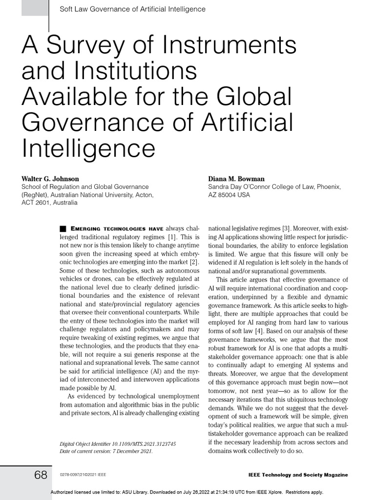 A Survey of Instruments and Institutions Available For The Global ...
