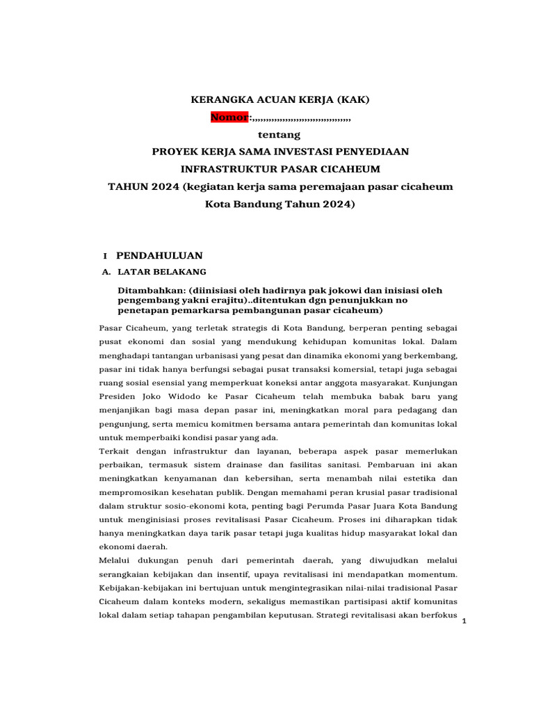 KAK PMKSI PASAR CICAHEUM - Mark-Final Revisi Uji Coba | PDF