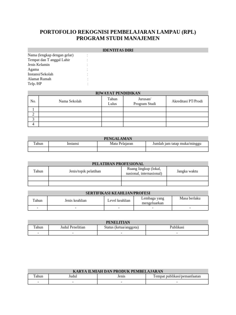 Contoh Portofolio RPL | PDF