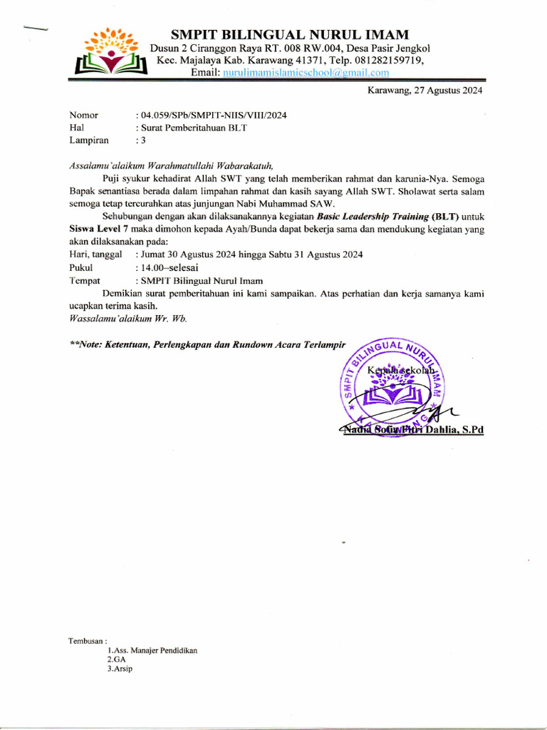 059 - Surat BLT Level 7 - 2024 | PDF