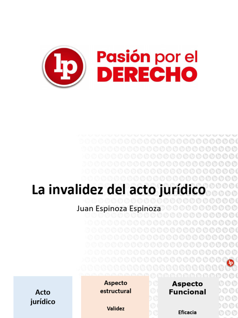 Clase Magistral Invalidez e Ineficacia Del Acto Juridico Juan Espinoza 27 de Setiembre 2023 | PDF