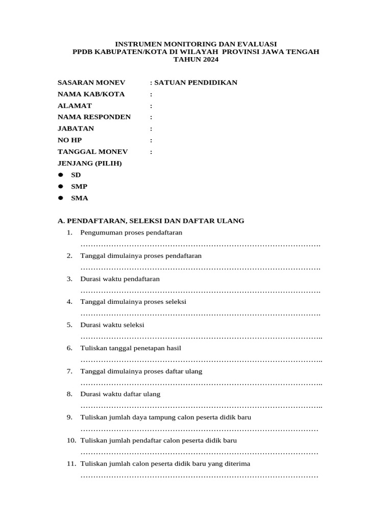 INSTRUMEN MONITORING DAN EVALUASI - Satuan Pendidikan | PDF