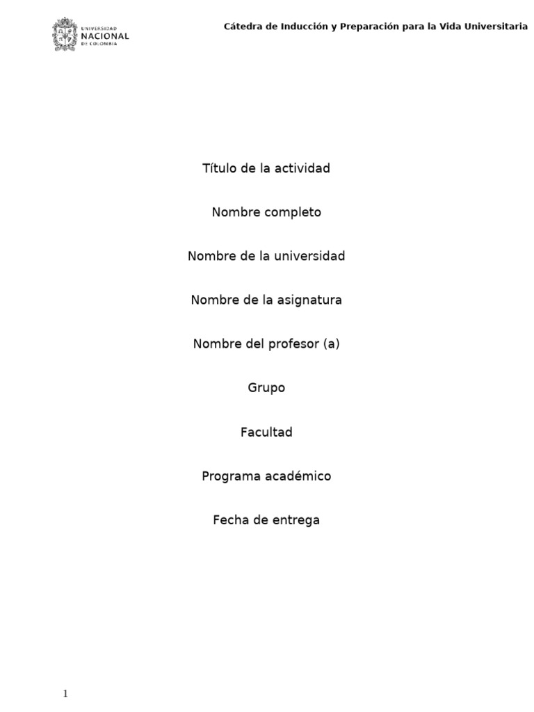 Formato para La Presentación de Un Trabajo Escrito. Unidad 1 CIPVU | PDF