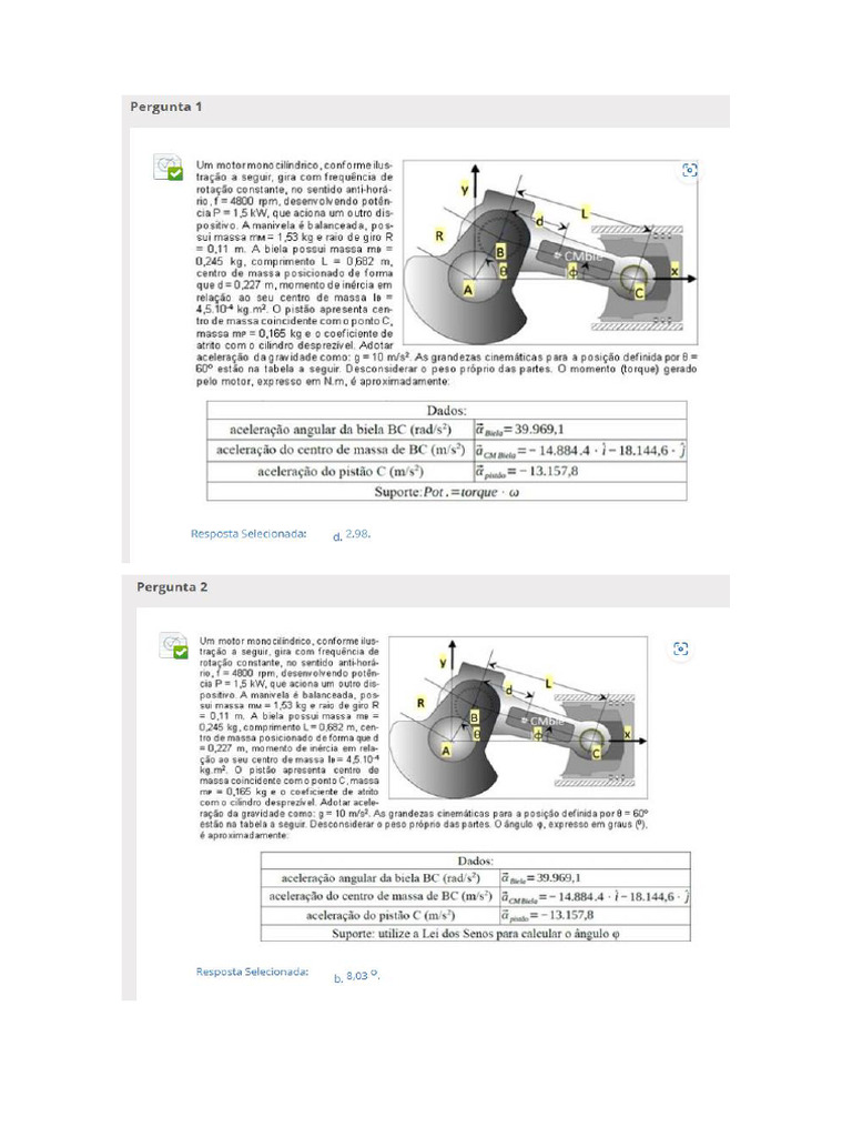 Dinamica Dos Sistemas D92C - 15302 - R - 20241 - Questionário 3 | PDF