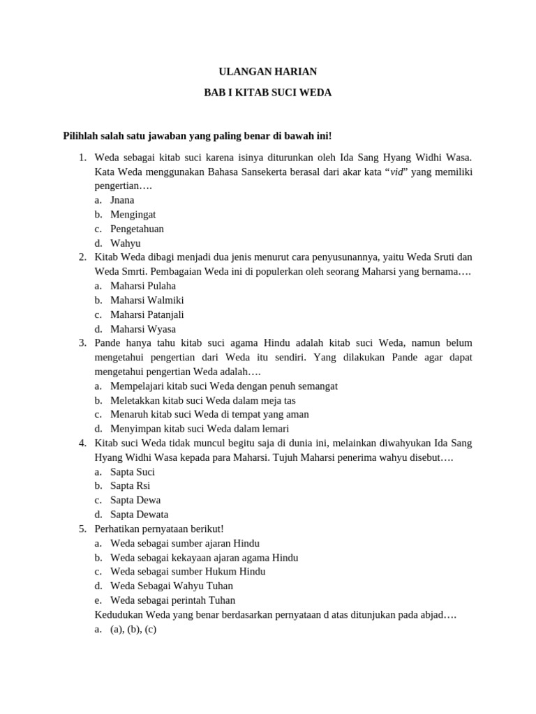 ULANGAN HARIAN KELAS 6 | PDF