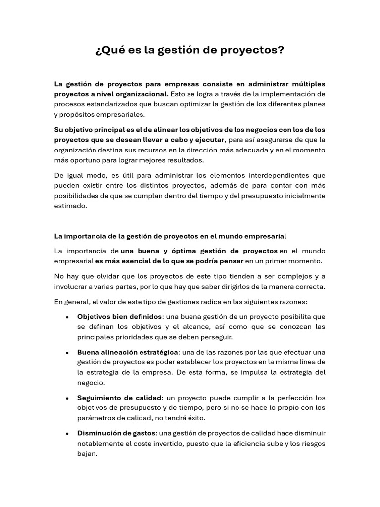 Gestion de Proyectos | PDF Gestion de Proyectos | PDF