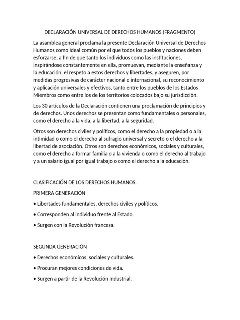 Declaración Universal de Derechos Humanos | PDF