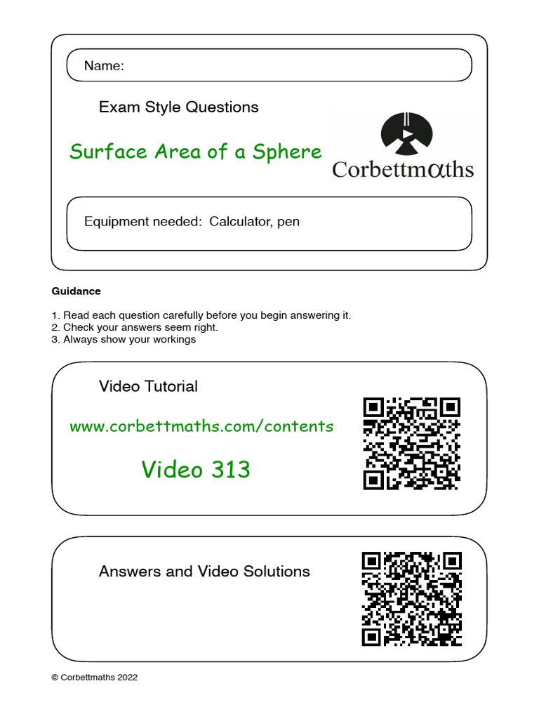 Surface Area of A Sphere | PDF