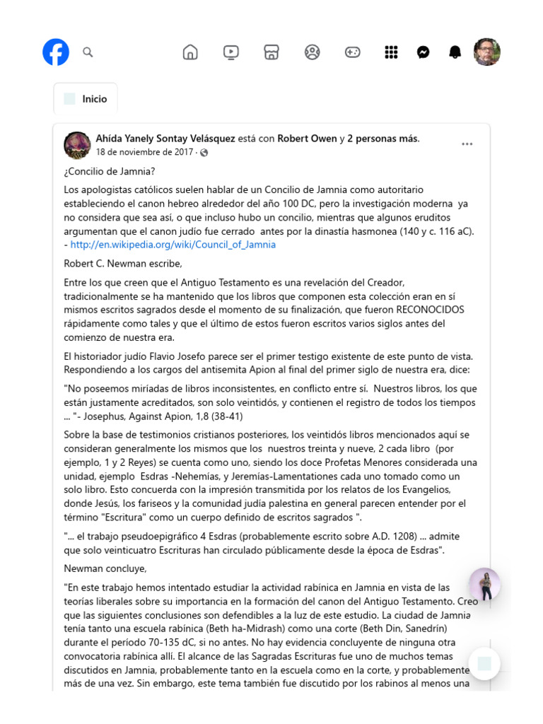 Concilio de Jamnia Facebook | PDF