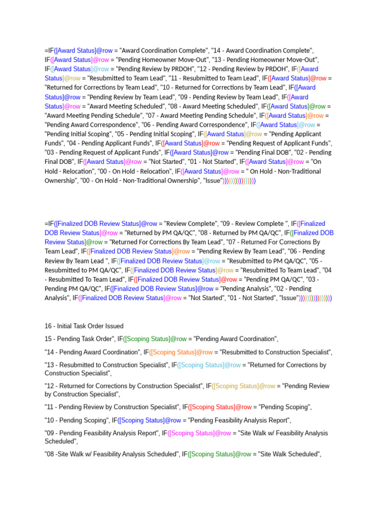 Smartsheet Formulas 2 | PDF