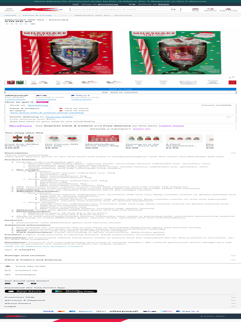 Milkshake Gift Set - Assorted - Kmart | PDF