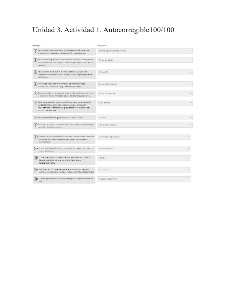 Unidad 3. Actividad 1. Autocorregible | PDF