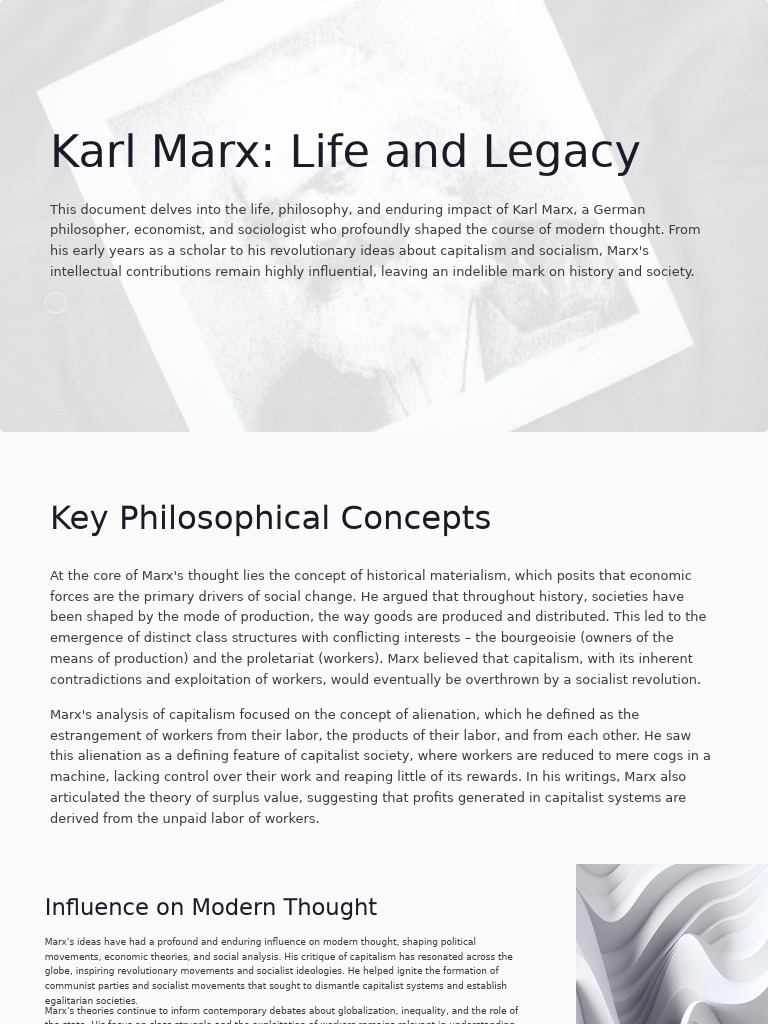 Karl Marx Life and Legacy | PDF