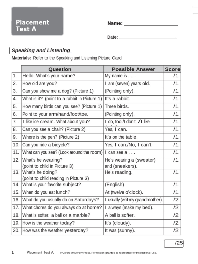 LG4e PlacementTest A | PDF