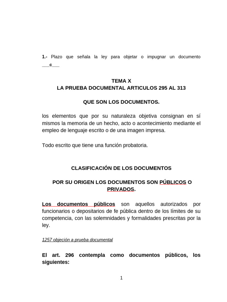 La Prueba Documental (Alumnos) | PDF