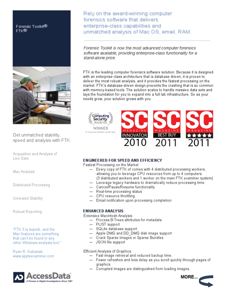 FTK DataSheet - AccessData | PDF | Computer Forensics | Macintosh