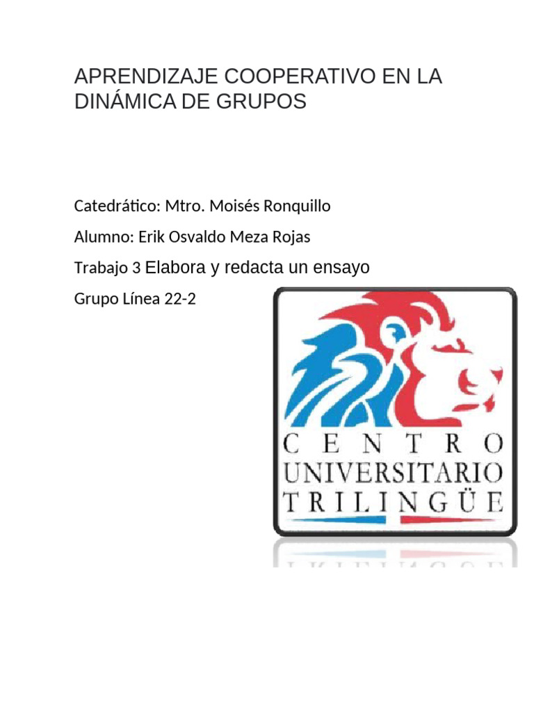 Aprendizaje Cooperativo en La Dinámica de Grupos | PDF