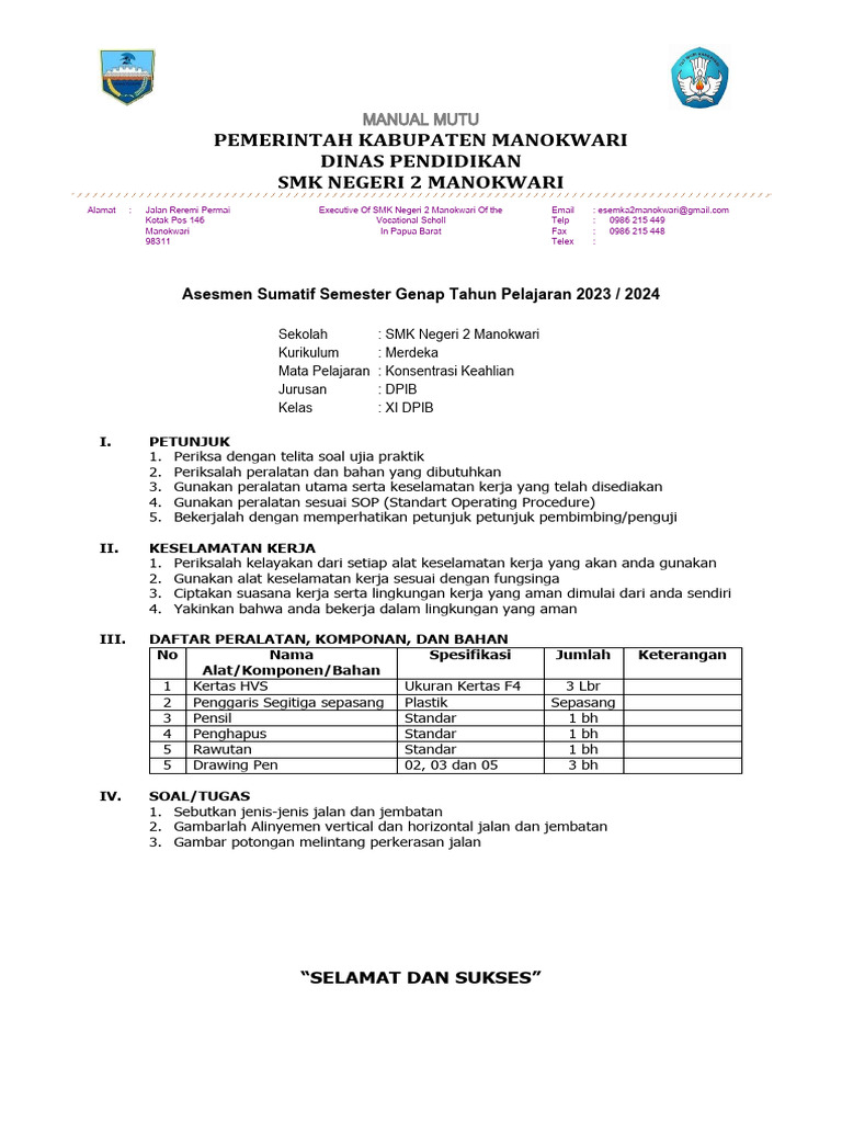 Soal Konsentrasi Keahlian XI DPIB | PDF