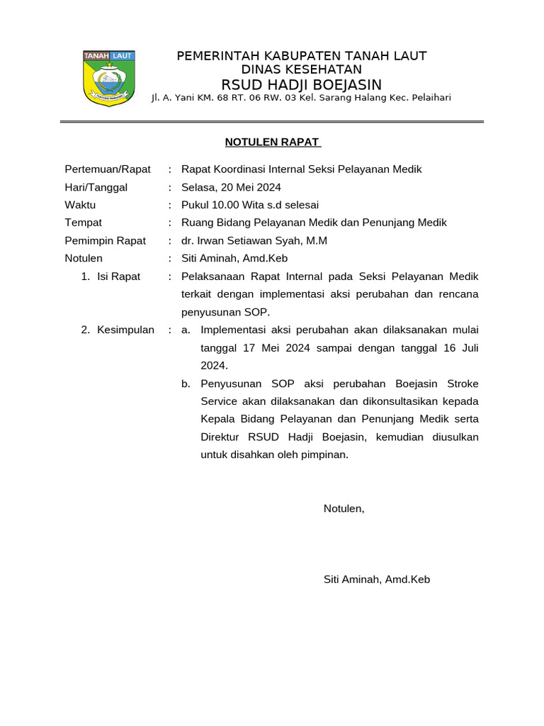 Notulensi Rapat SOP | PDF