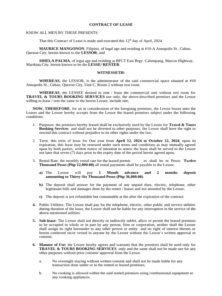 Contract of Least Sheila Palma | PDF