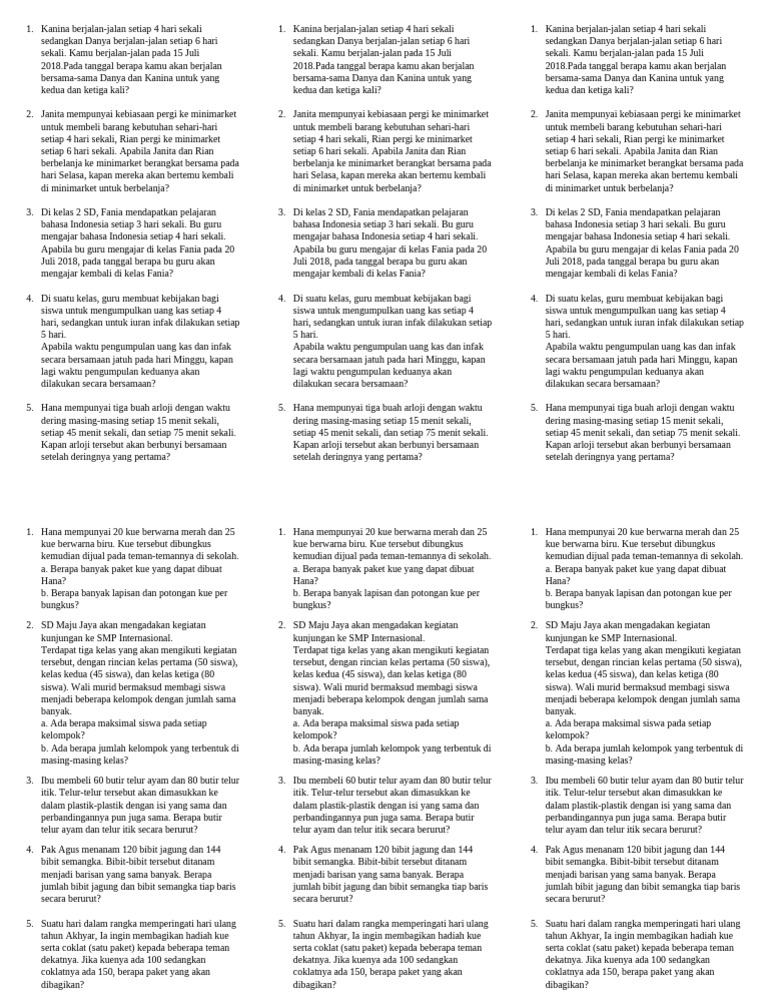 Worksheet FPB dan KPK (1) | PDF