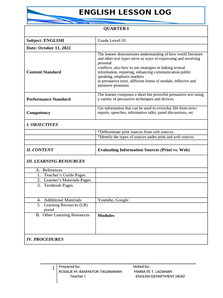 Class Observation Q1 DLL | PDF