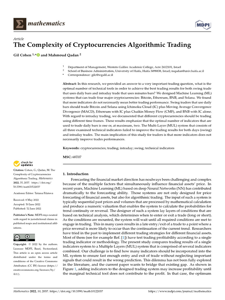 The Complexity of Cryptocurrencies Algorithmic Trading | PDF ...