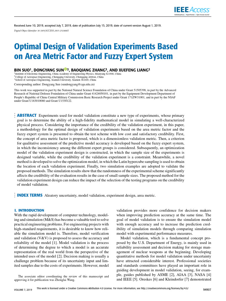 Optimal Design of Validation Experiments Based On Area Metric Factor ...