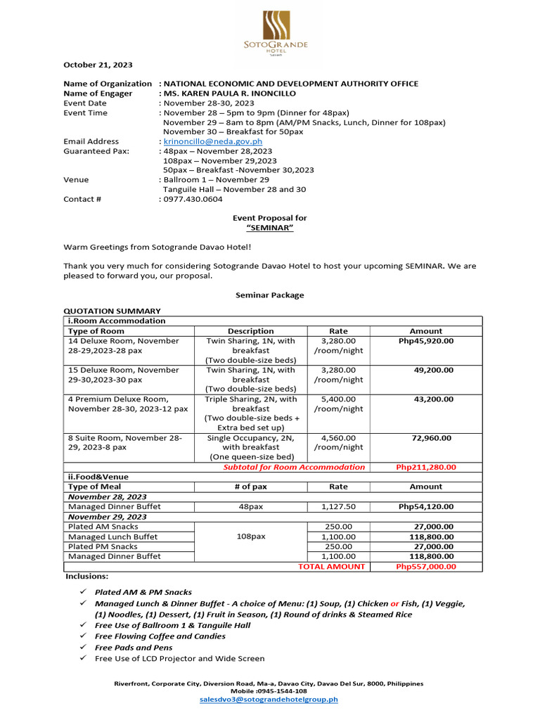 Sotogrande Quotation - Worksheet - PDF Revised | PDF