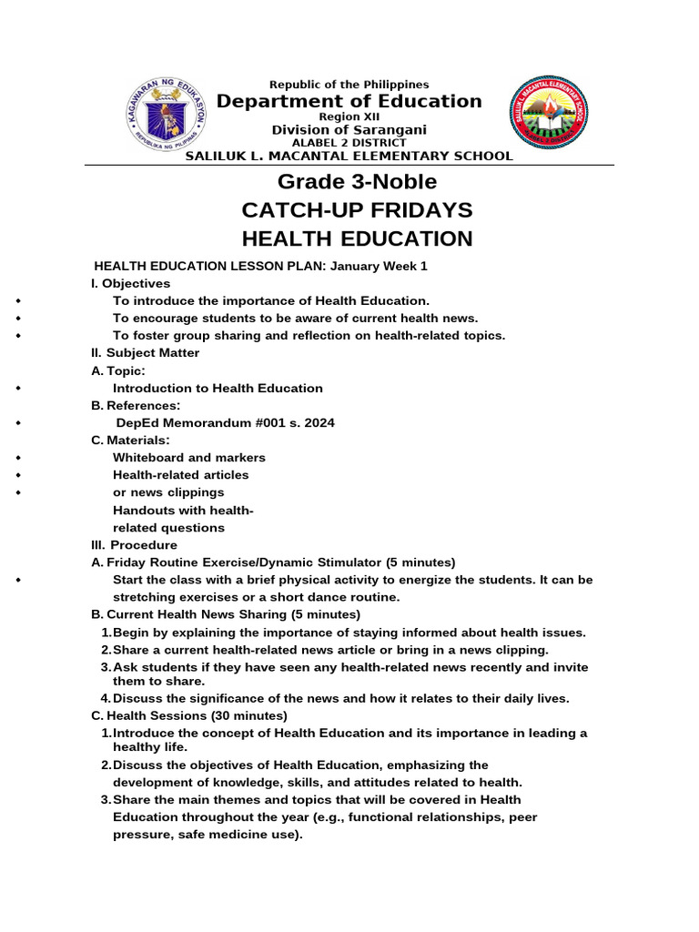 Grade 3 Health Education Lesson Plans | PDF | Psychological Resilience ...