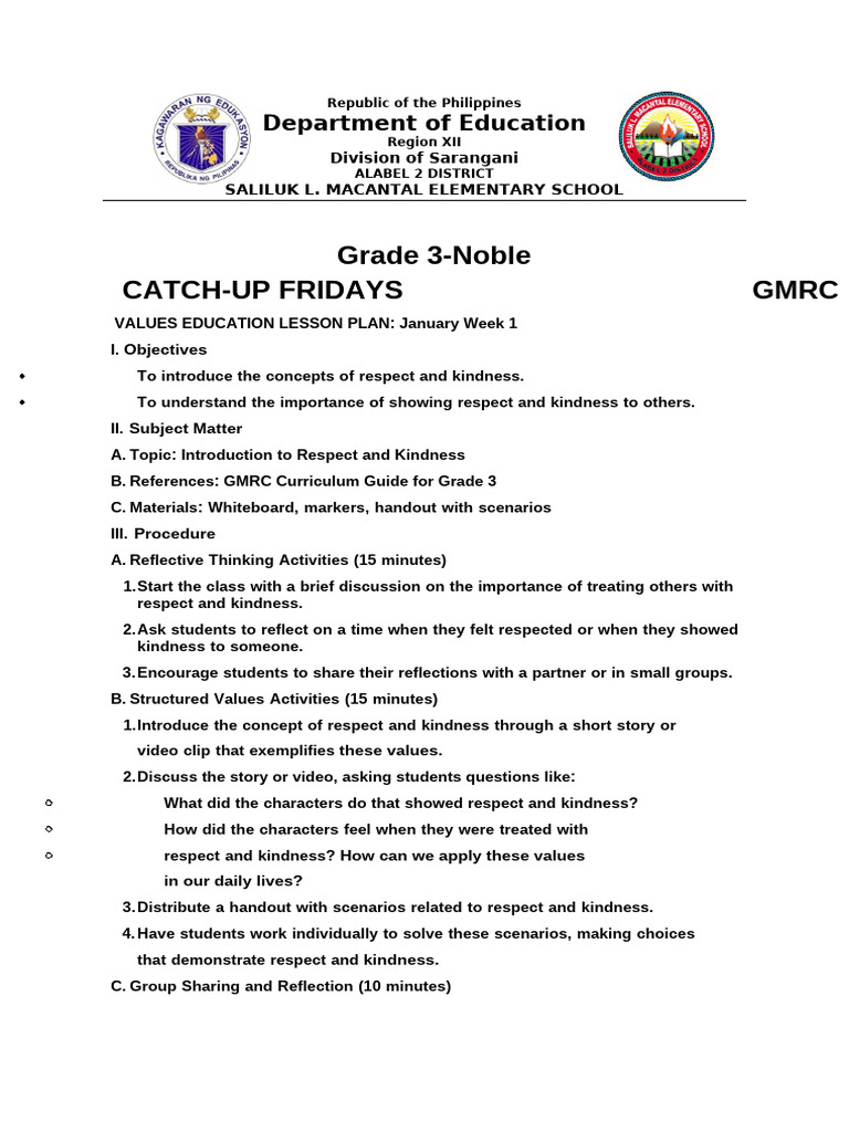 G3 Cuflp@ Gmrc&values Education | PDF | Lesson Plan | Wellness