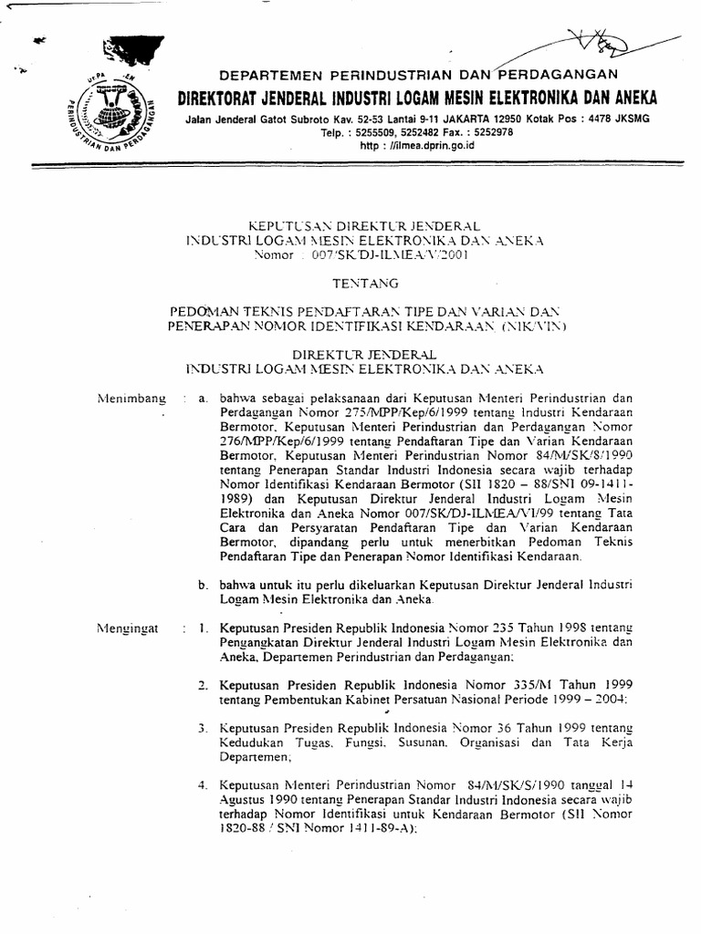 KepDirjen ILMEA No 007 THN 2001 | PDF