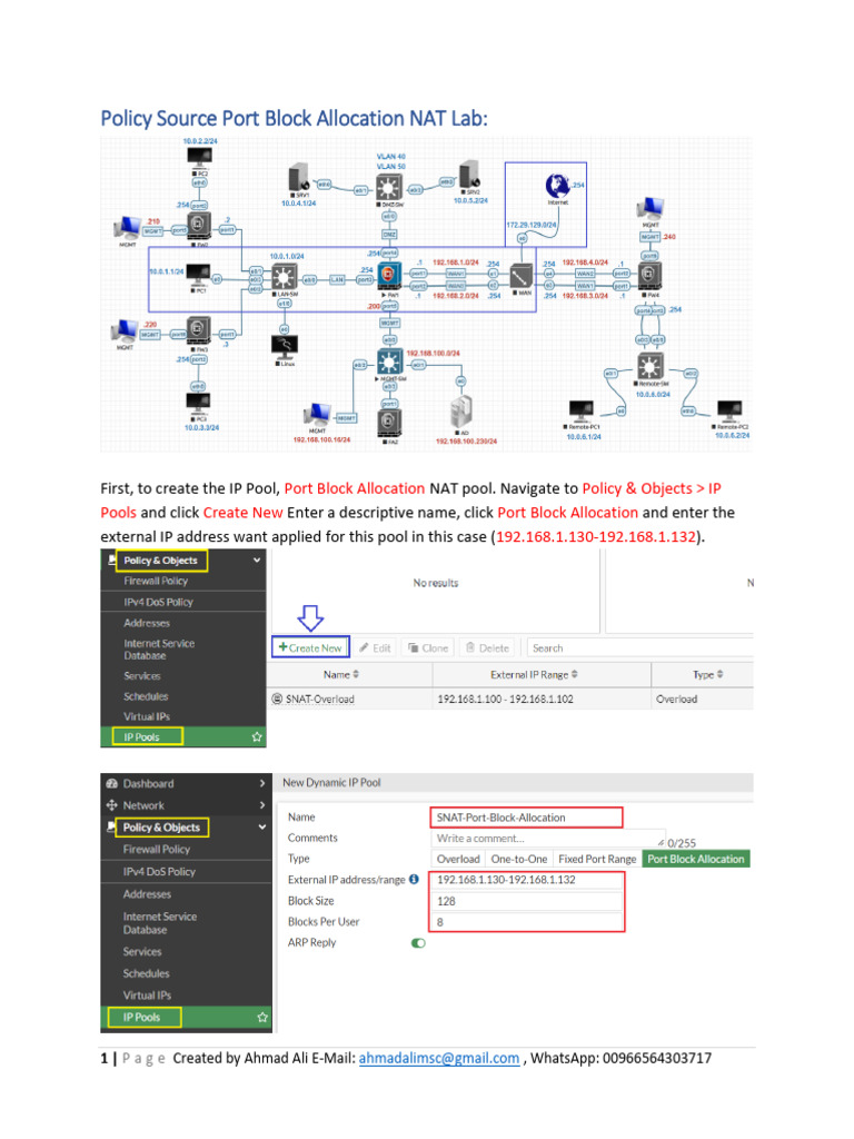 49-Policy Source Port Block Allocation NAT Lab | PDF