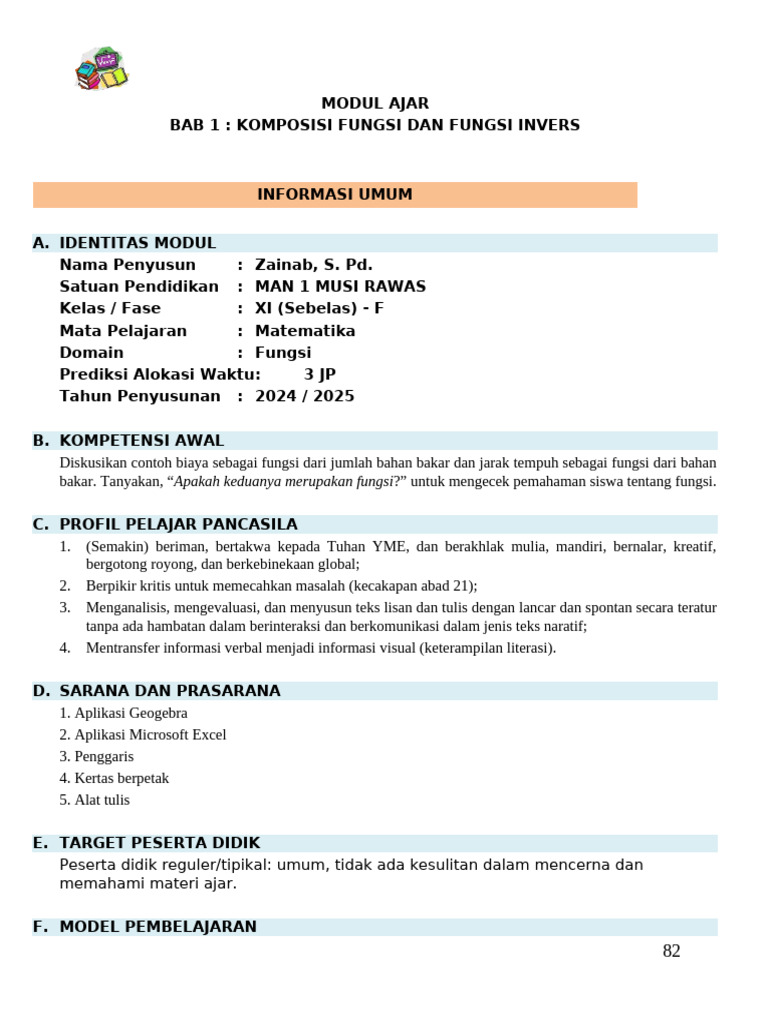 MODUL AJAR Dan LKPD Kls XI MTK | PDF