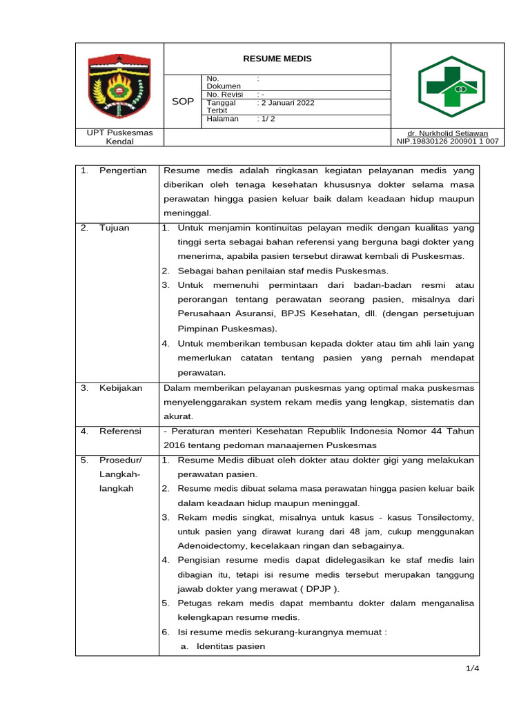 Sop Resume Medis | PDF