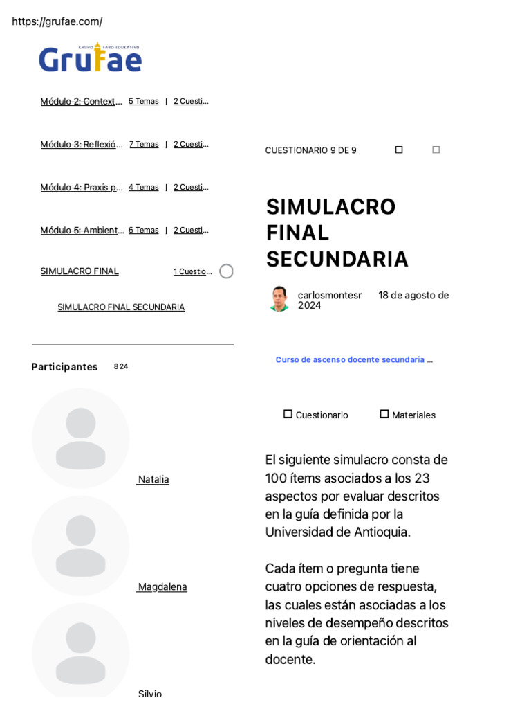 Simulacro Final Secundaria - Grufae | PDF