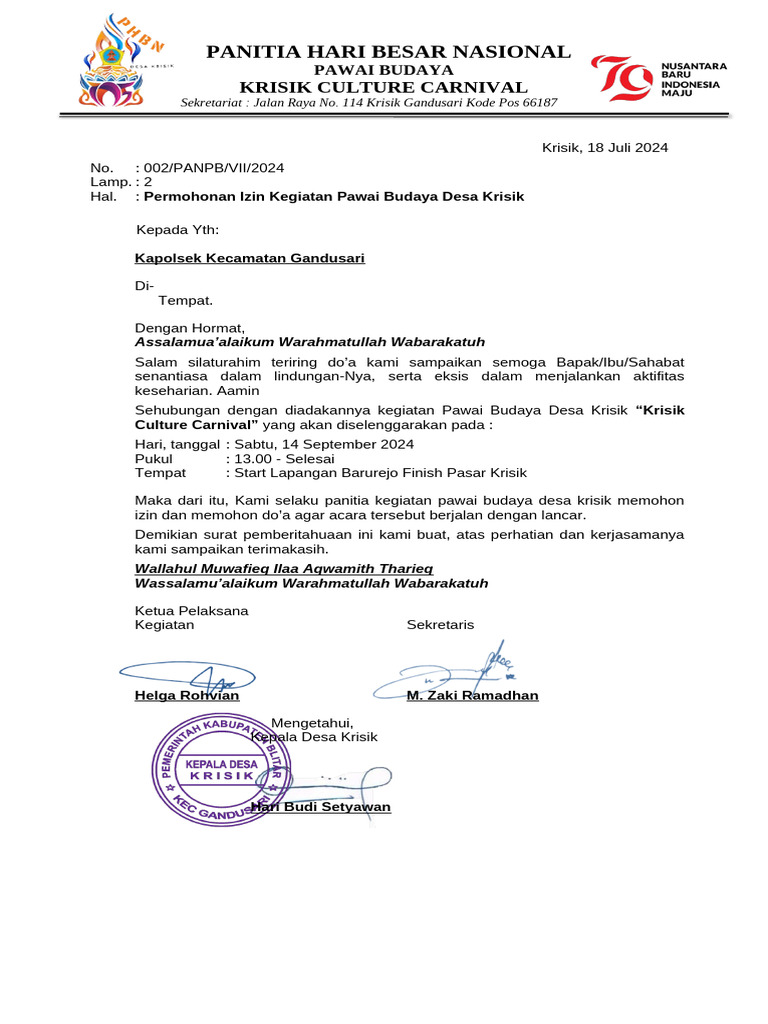 Surat Pemberitahuan Kapolsek | PDF